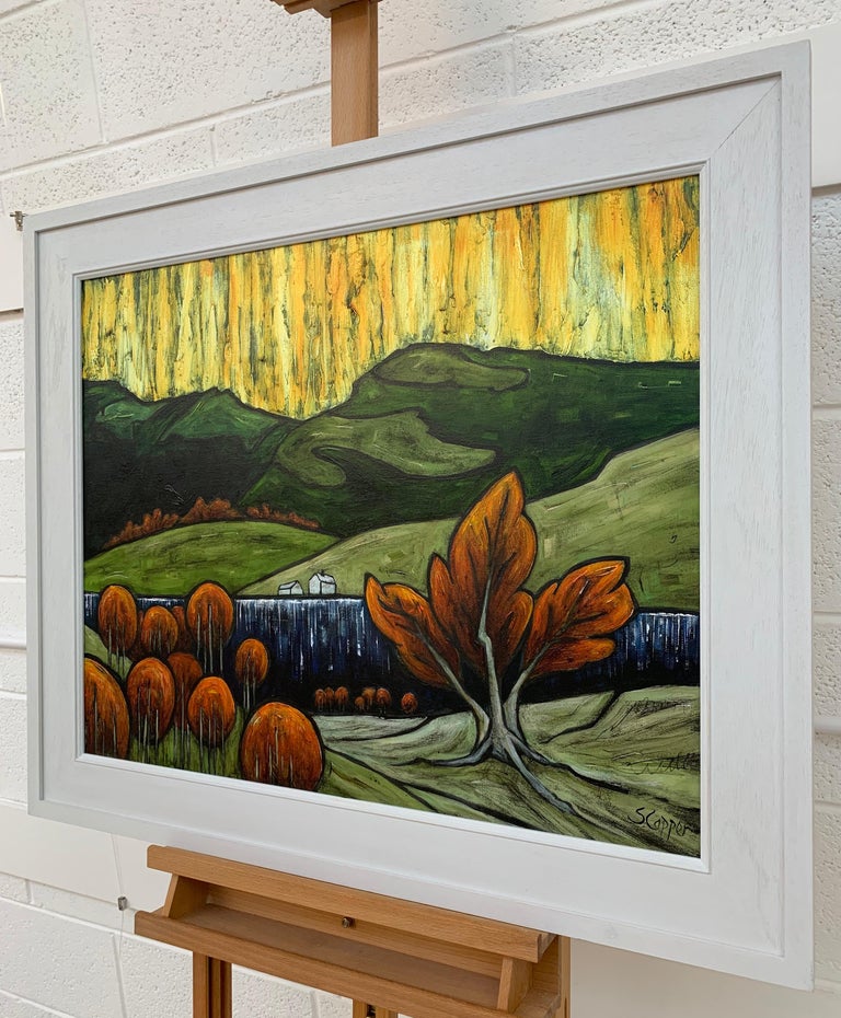 Steve Capper - Cumbrian Water Abstract Landscape Red Green Yellow ...