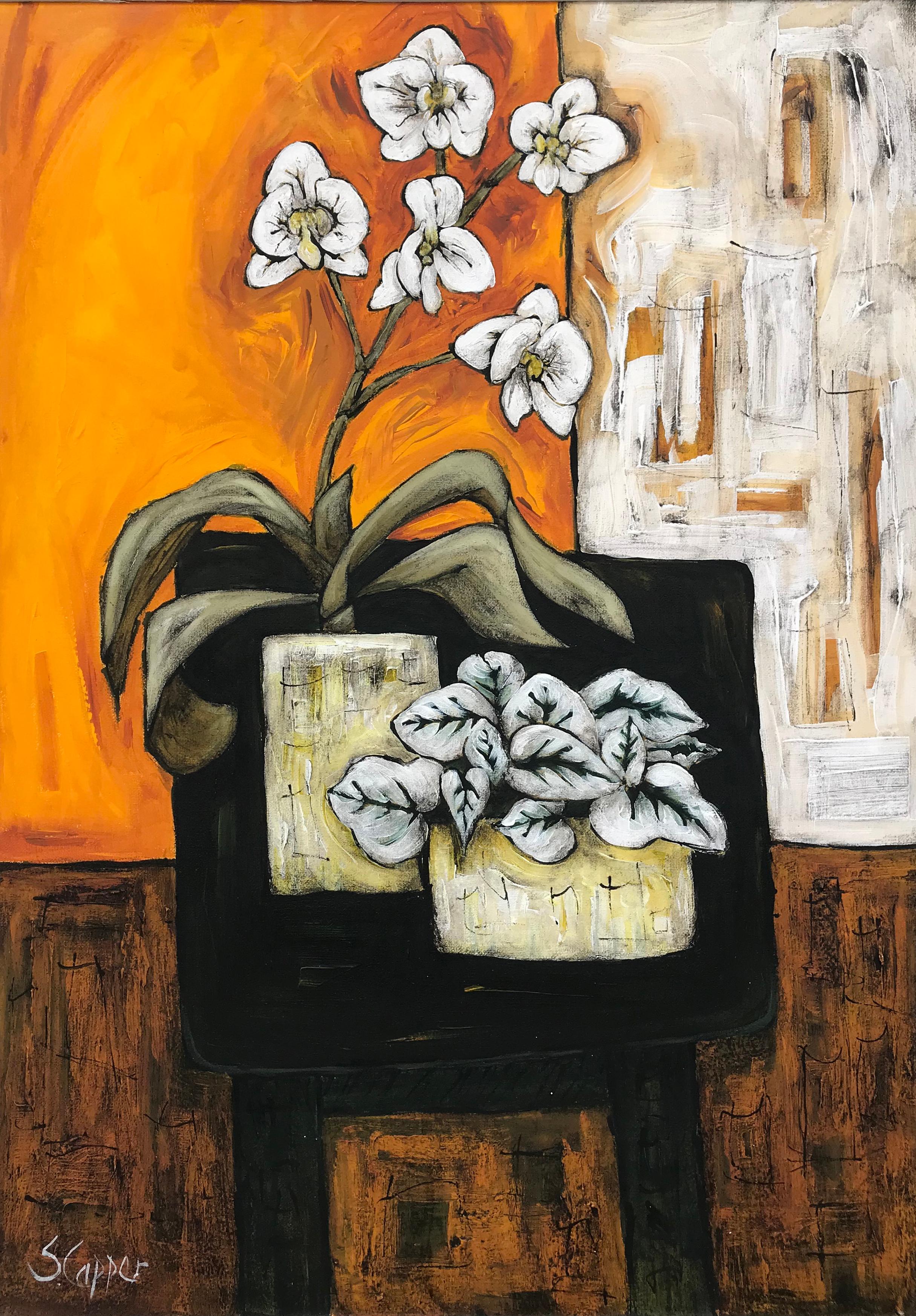 Steve Capper - Still Life Interior Painting Orchids on Table by Cubist ...
