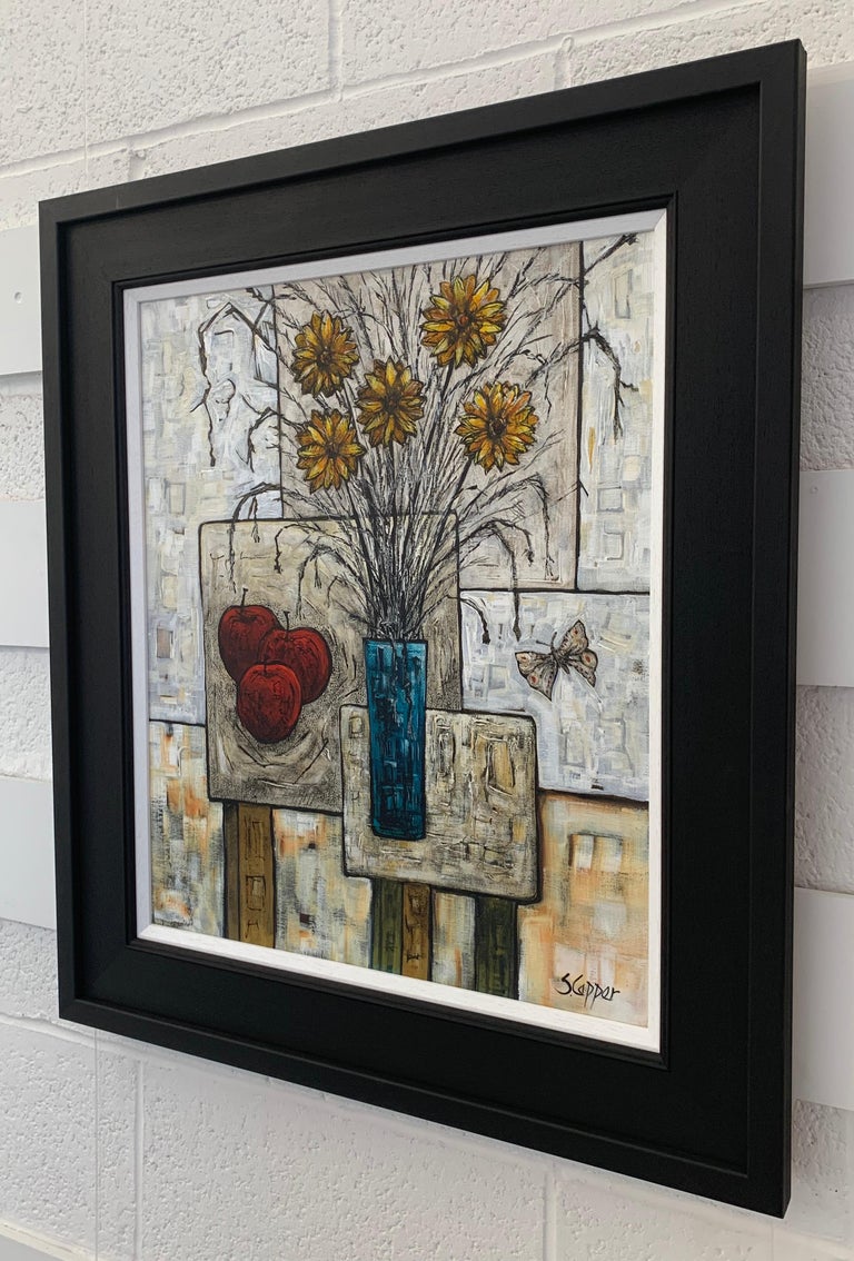 Steve Capper - Still Life Painting Blue Vase Flowers and Apples by ...