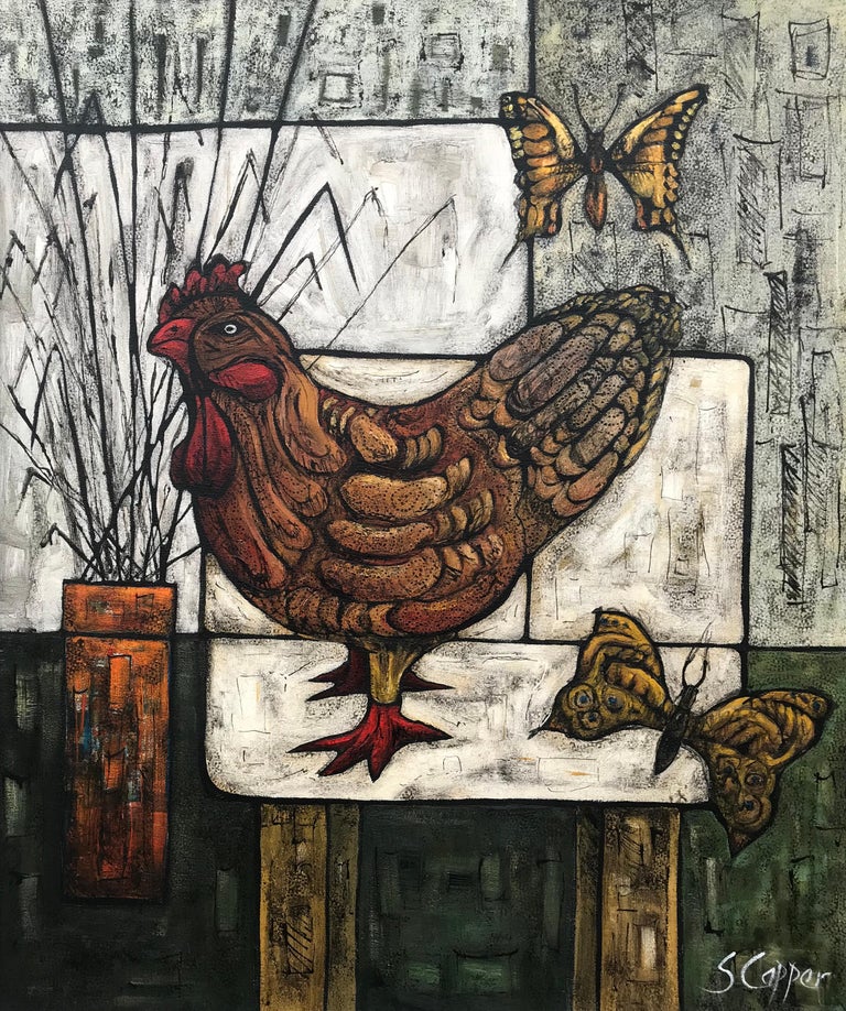 Steve Capper - Still Life Painting with Chicken and Butterflies by ...