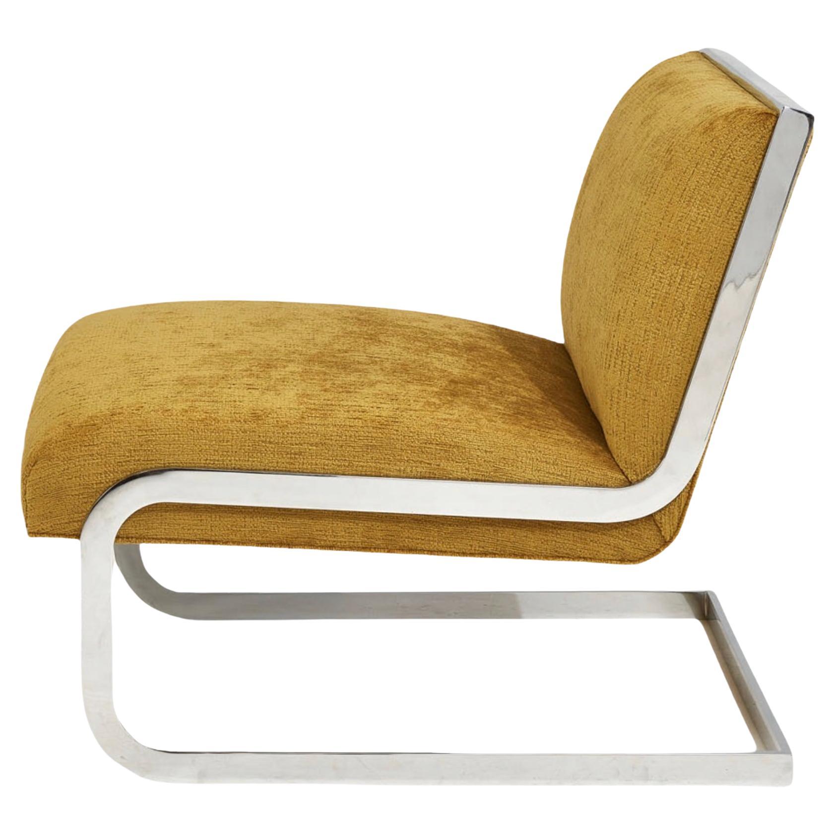 Steve Chase Chrome and Mohair Lounge Chair, 1970 at 1stDibs