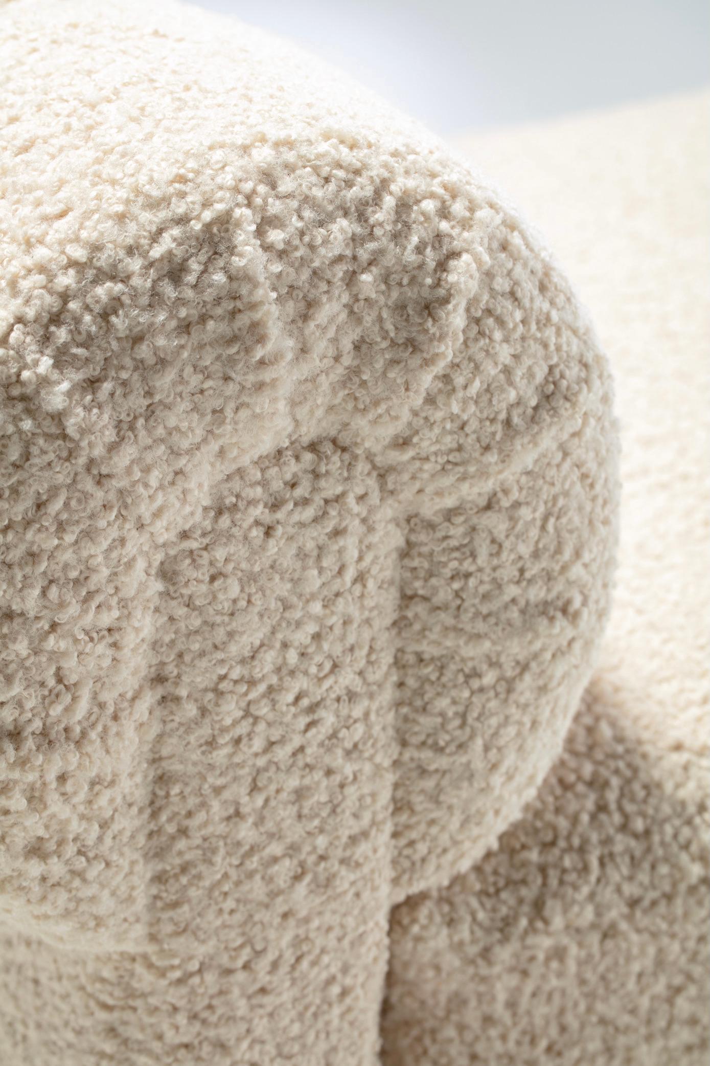 Steve Chase Style Post Modern Chaise Lounge in Soft Ivory White Bouclé ...