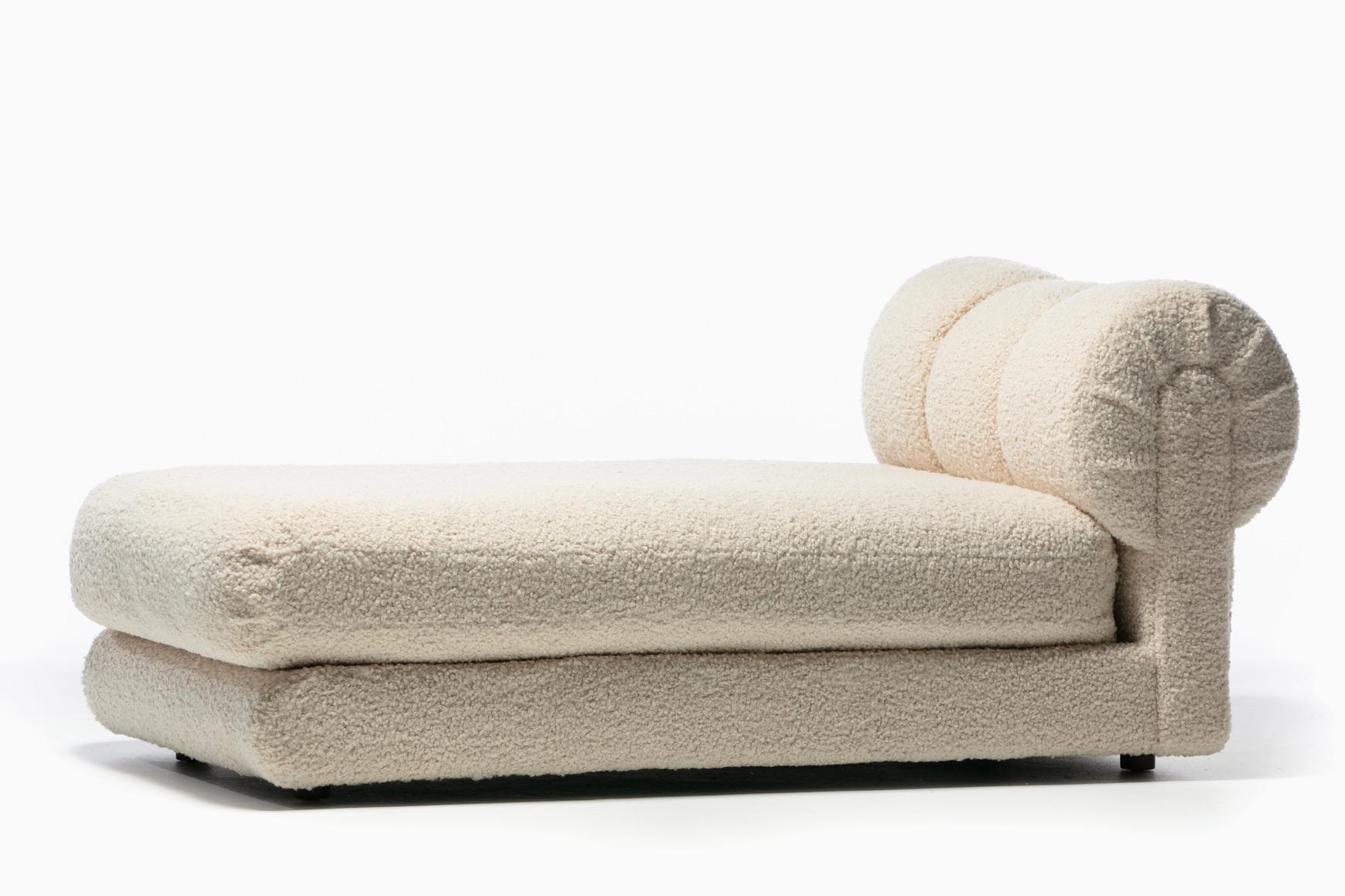 Steve Chase Style Post Modern Chaise Lounge in Soft Ivory White Bouclé ...