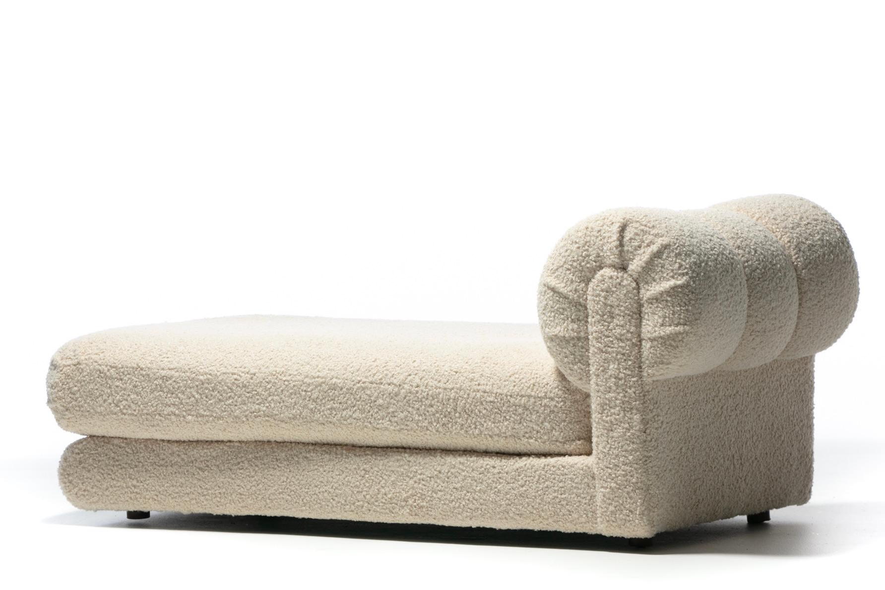 Steve Chase Style Post Modern Chaise Lounge in Soft Ivory White Bouclé ...