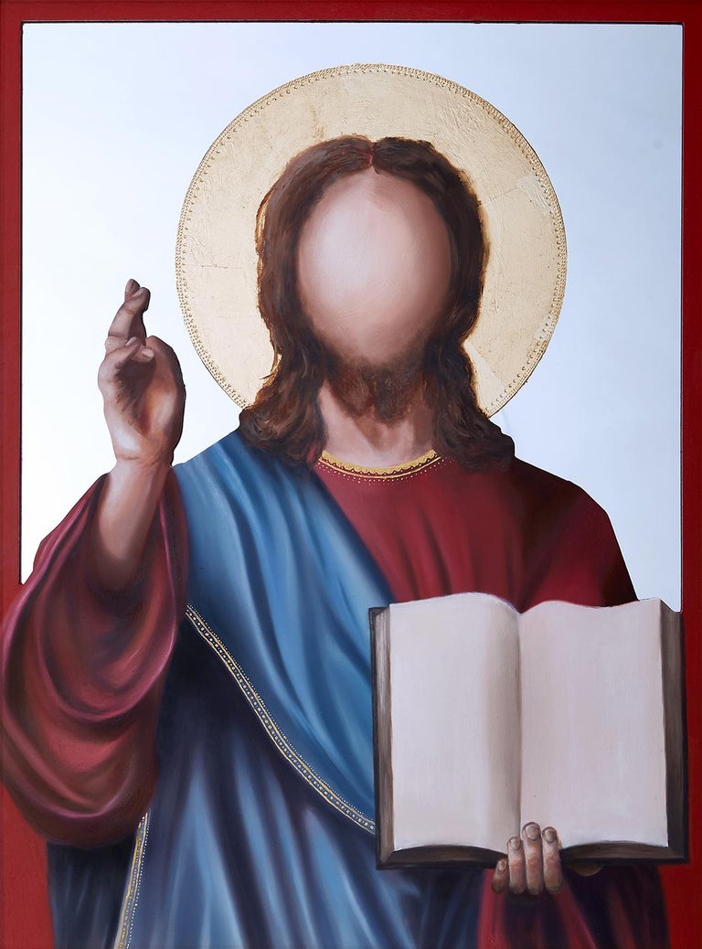 Steve Sangapore - "Contenta Absentis", contemporary, oil, blue, icon ...