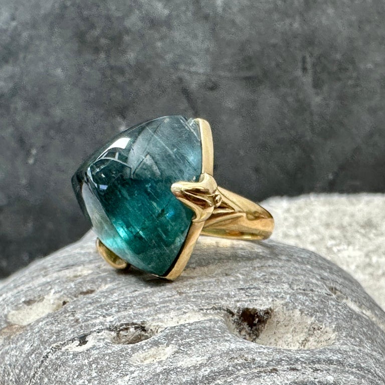 Steven Battelle 30.2 Carats Blue-Green Indicolite Tourmaline 18k Gold ...