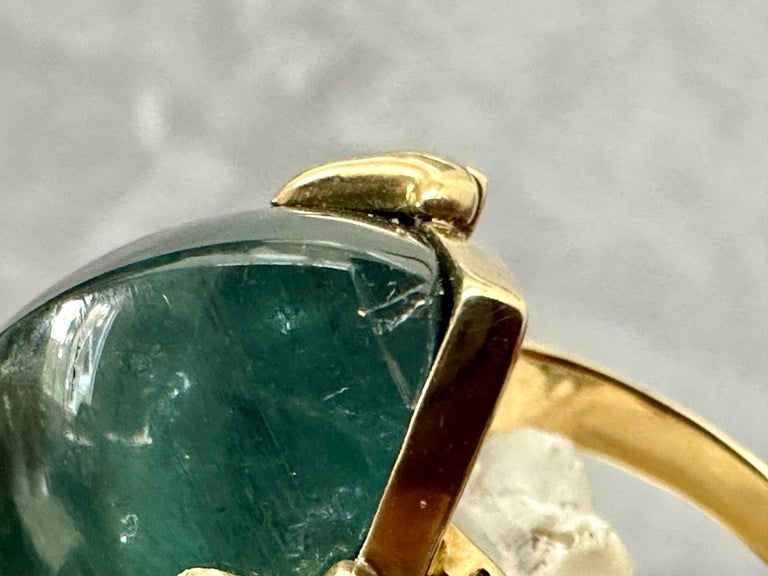 Steven Battelle 30.2 Carats Blue-Green Indicolite Tourmaline 18k Gold ...