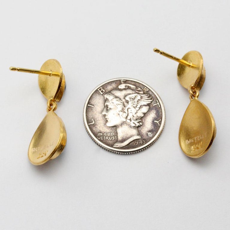 Steven Battelle 3.9 Carats Rainbow Moonstone 22K Gold Post Earrings For ...