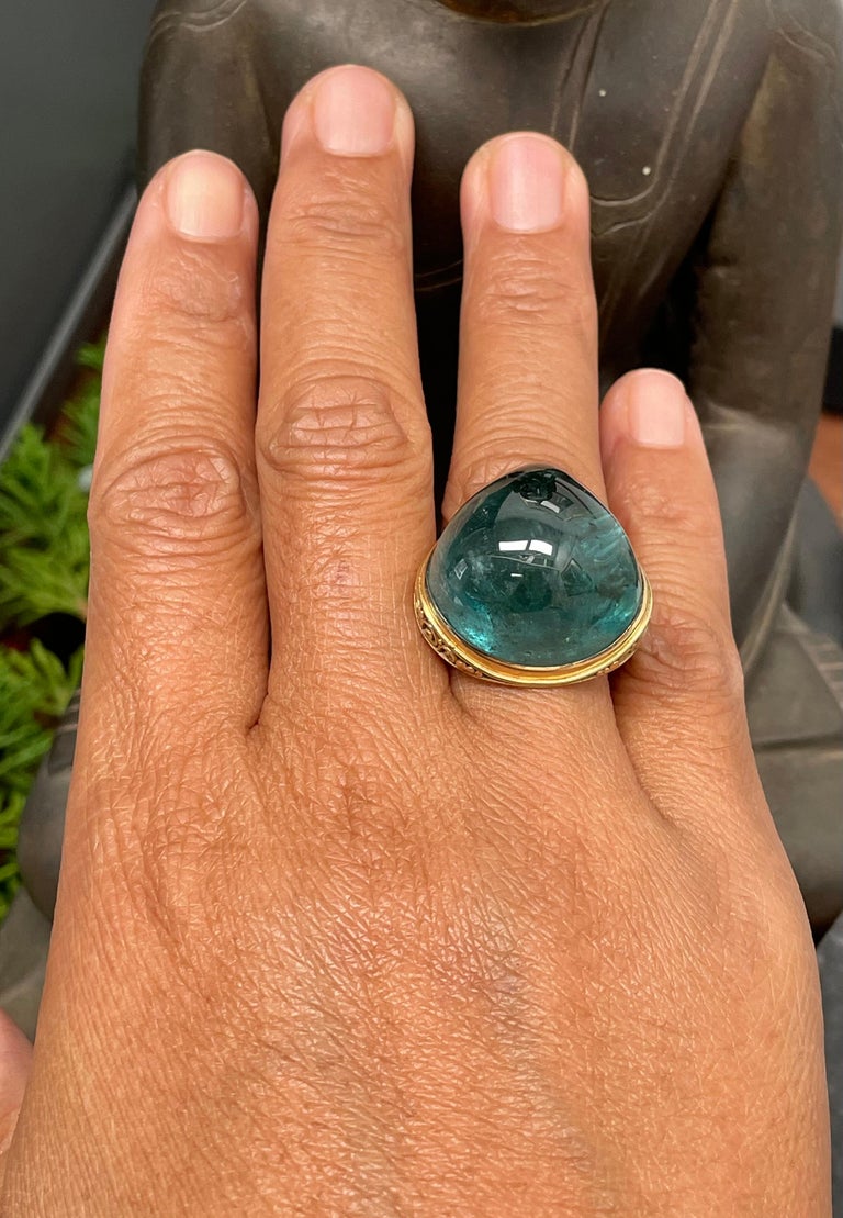 Steven Battelle 60.0 Carats Blue-Green Indicolite Tourmaline 18K Gold ...