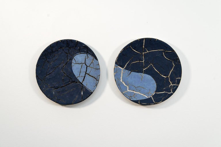 Steven Heinemann - TP No 1 - blue, textured, pair, ceramic, wall ...