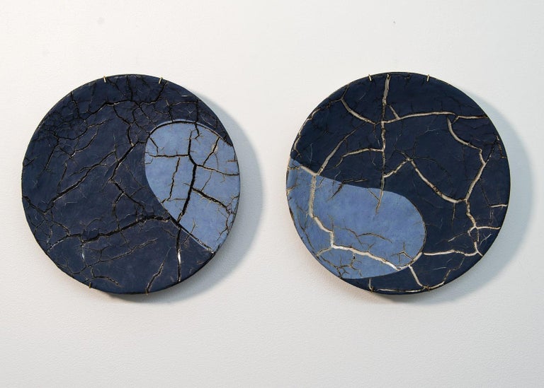 Steven Heinemann - TP No 1 - blue, textured, pair, ceramic, wall ...