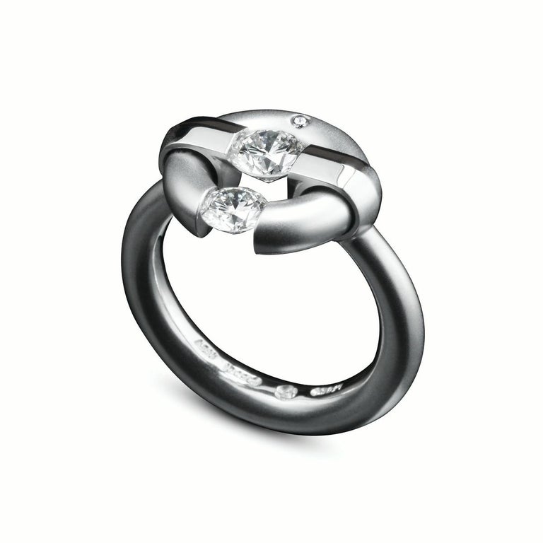 Steven Kretchmer 2-Stone Jazz ring in Platinum with 2 Tension-Set ...