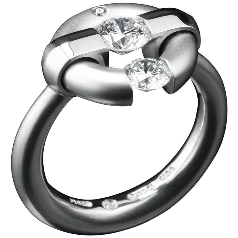 Steven Kretchmer 2-Stone Jazz ring in Platinum with 2 Tension-Set ...