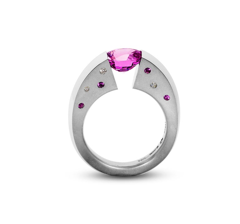 Steven Kretchmer Platinum Blade Ring with 2.16 ct. Tension-Set Pink ...