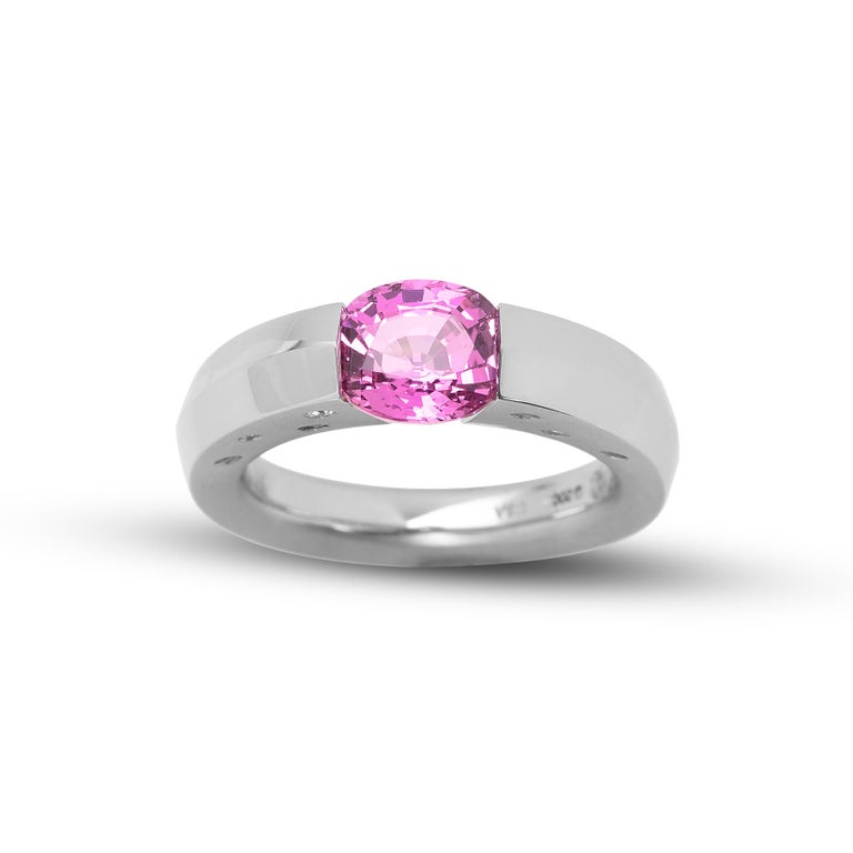 Steven Kretchmer Platinum Blade Ring with 2.16 ct. Tension-Set Pink ...