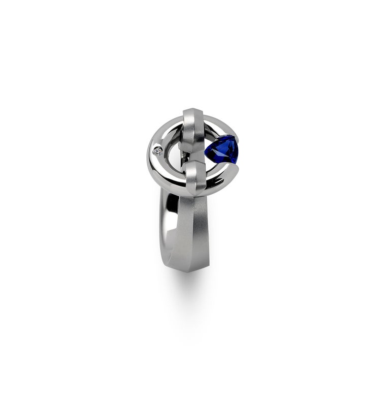 Steven Kretchmer Platinum Jazz Ring with a Tension-Set .69 ct. Blue ...