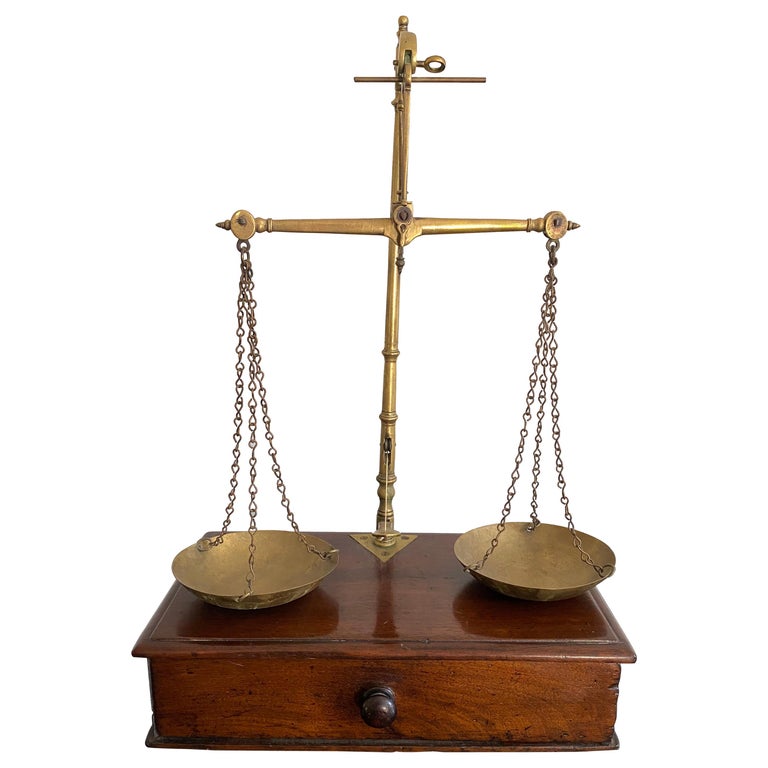 Stevens and Sons 19th Century Brass and Mahogany Scale at 1stDibs