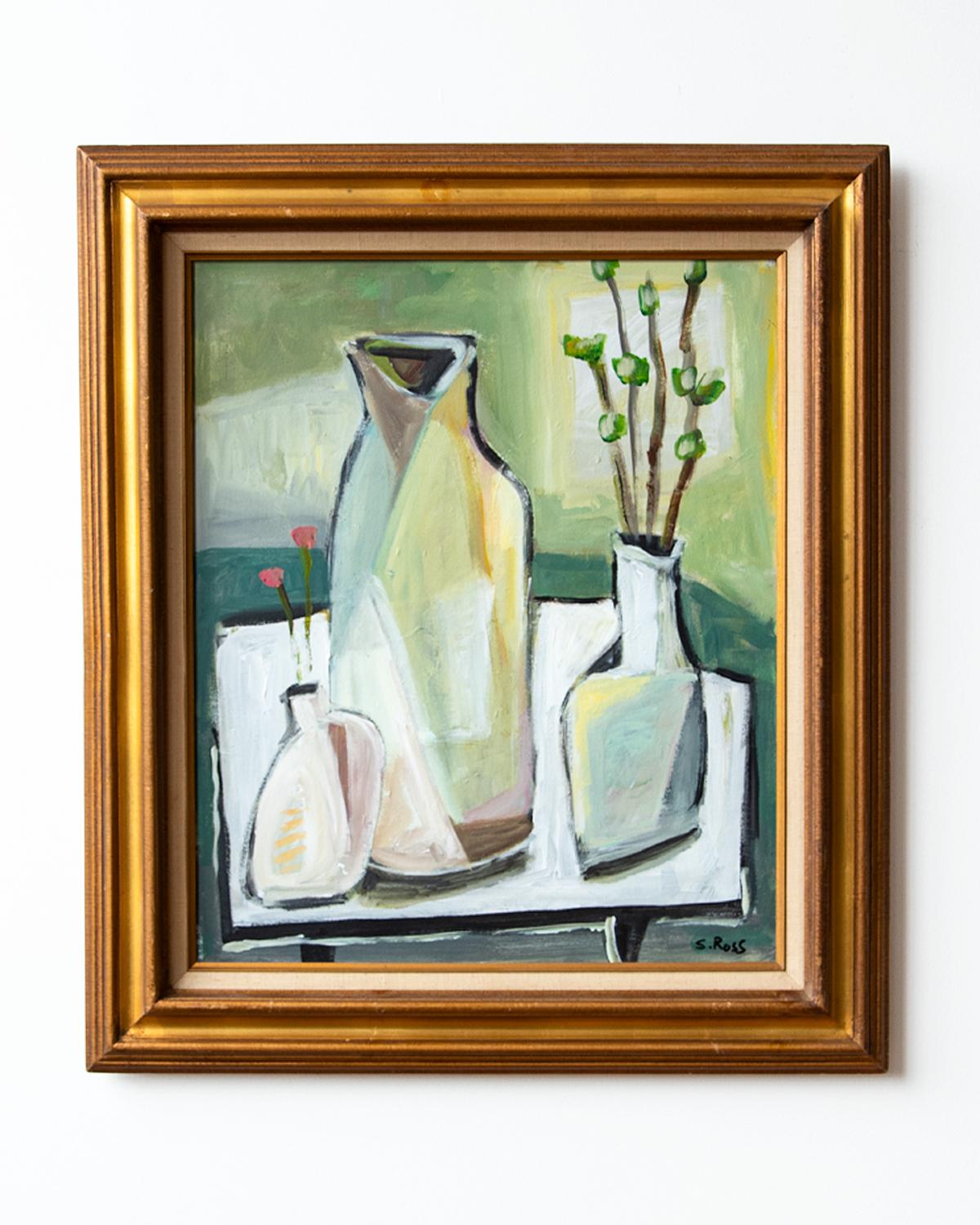 Stewart Ross - 3 Vessels with Spring Flowers Still Life Acrylic ...