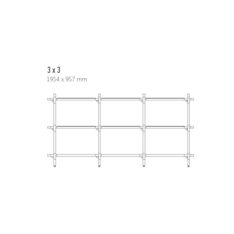 Stick System, Dark Ash Shelves with Black Poles, 3x3 For Sale at 1stDibs
