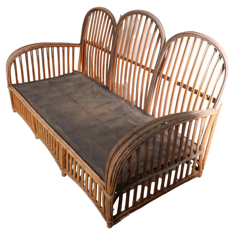 Stick Wicker Split Reed Art Deco Sofa by Ficks Reed at 1stDibs