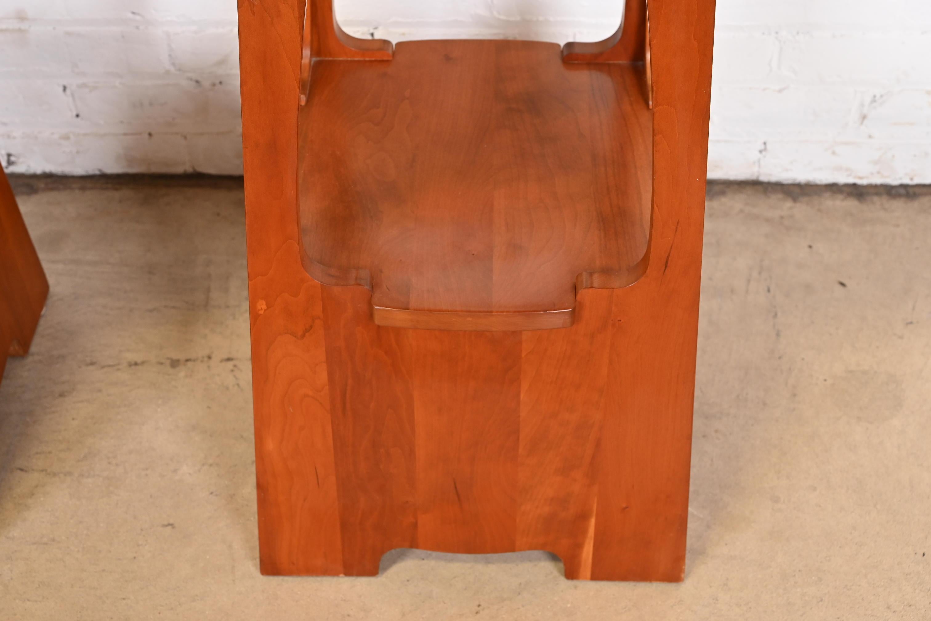 Stickley Arts and Crafts Cherry Wood Cut-Out Side Tables, Pair For Sale ...