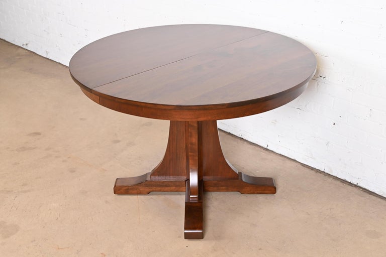Stickley Arts and Crafts Cherry Wood Extension Pedestal Dining Table ...
