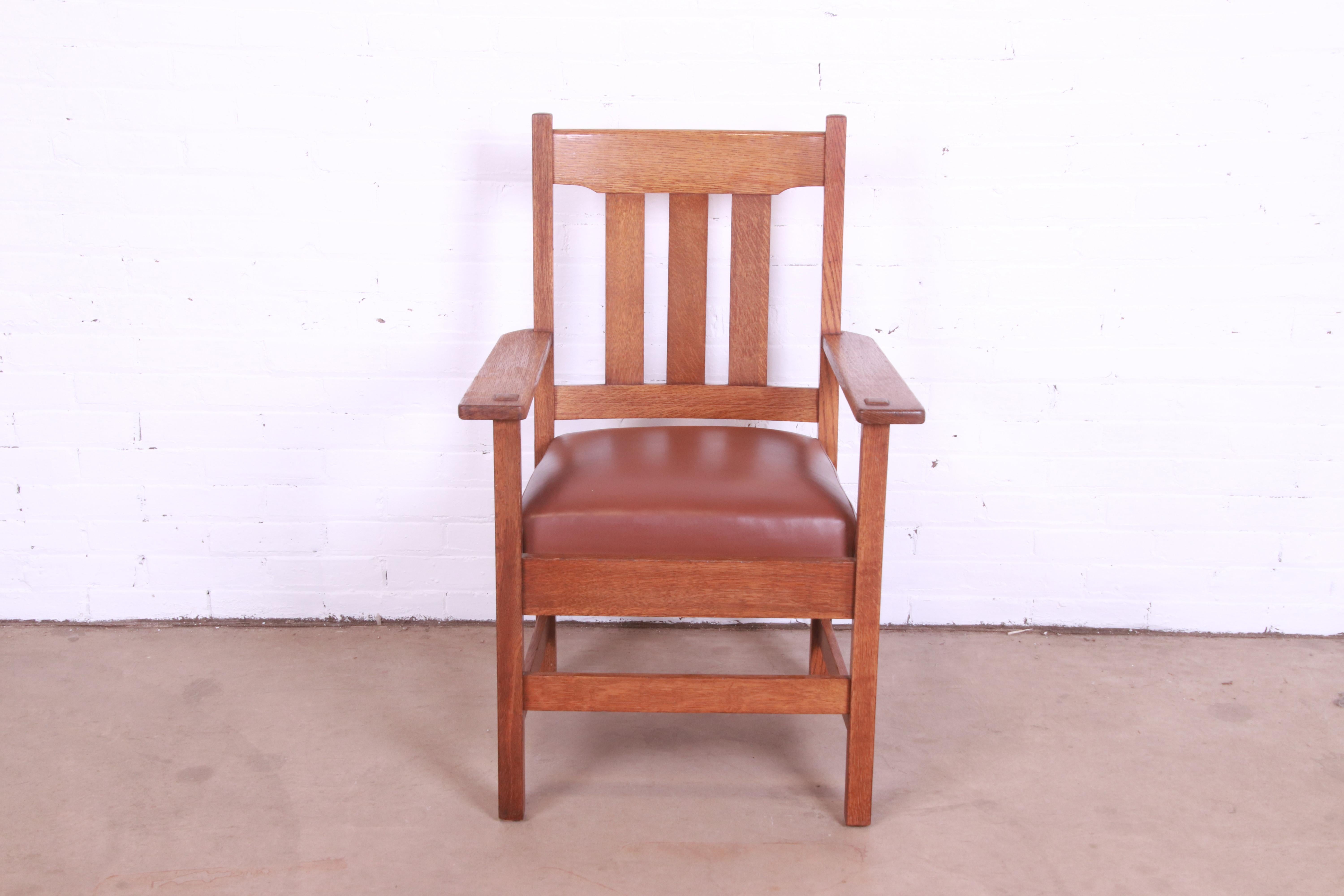 Stickley Brothers Mission Oak Arts and Crafts Dining Arm Chairs, Set of ...
