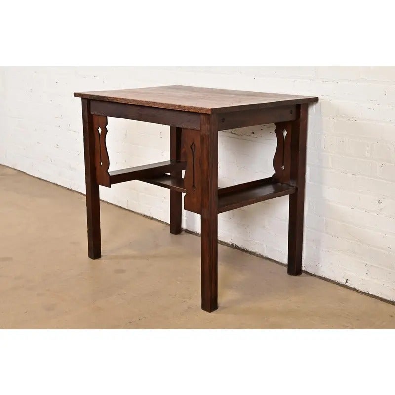 Stickley Brothers Style Antique Oak Arts and Crafts Writing Desk, Circa ...