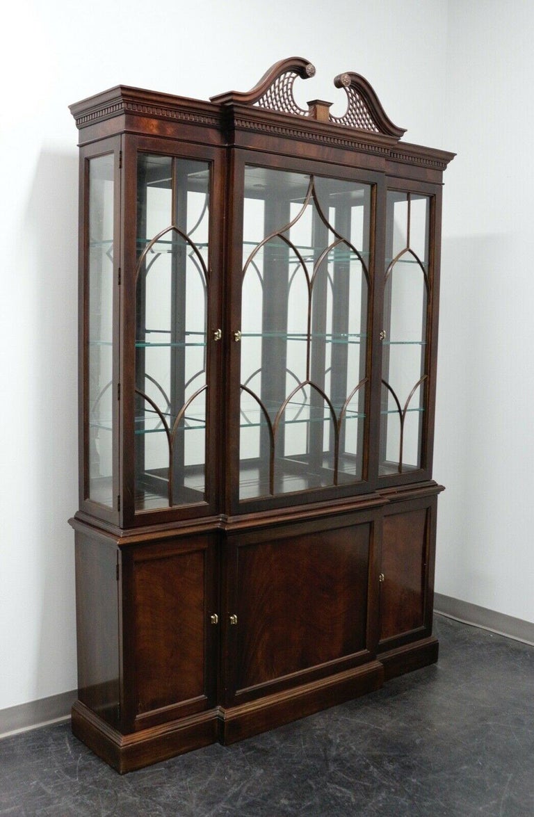 STICKLEY Chippendale Mahogany Breakfront China Display Cabinet at 1stDibs