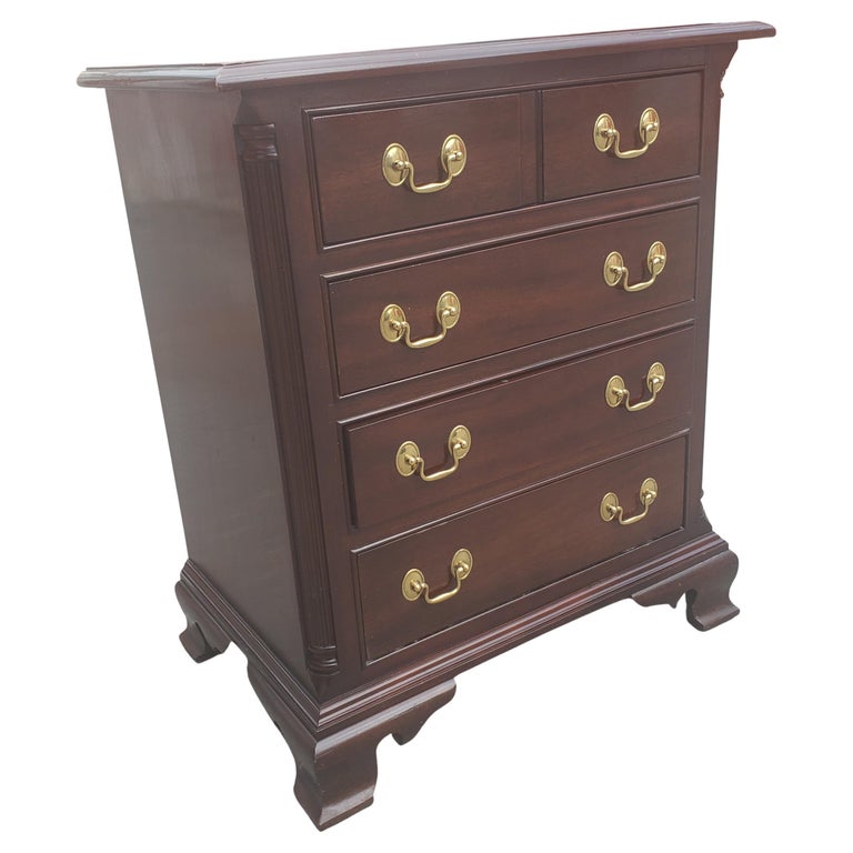 Stickley Chippendale Solid Cherry 4 Drawer Bedside Chest, circa 1980s ...