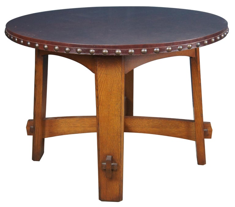 Stickley Commemorative Library Center Table with Leather Top 89-407 Oak ...