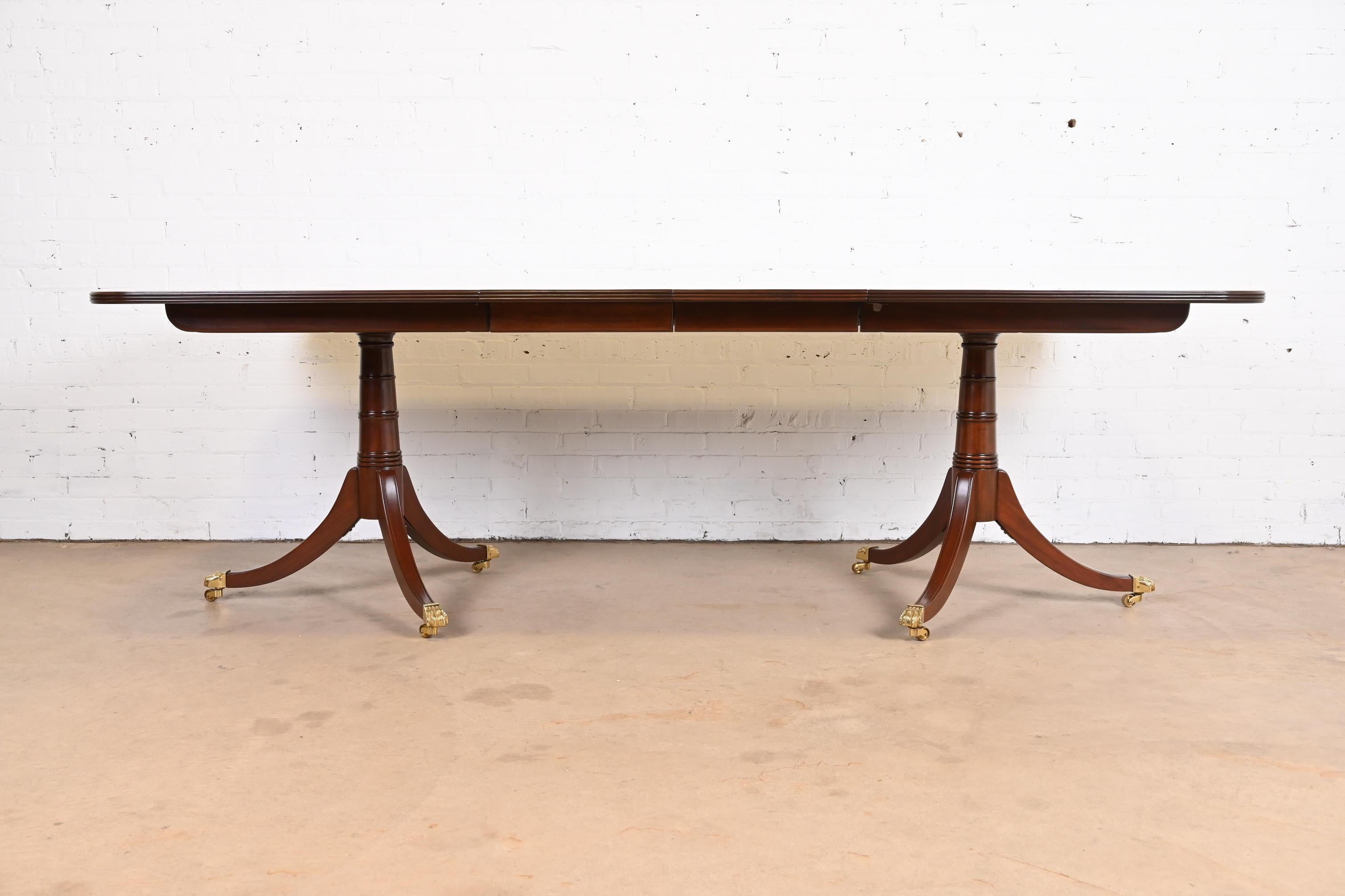 Stickley Georgian Mahogany Double Pedestal Dining Table, Newly ...