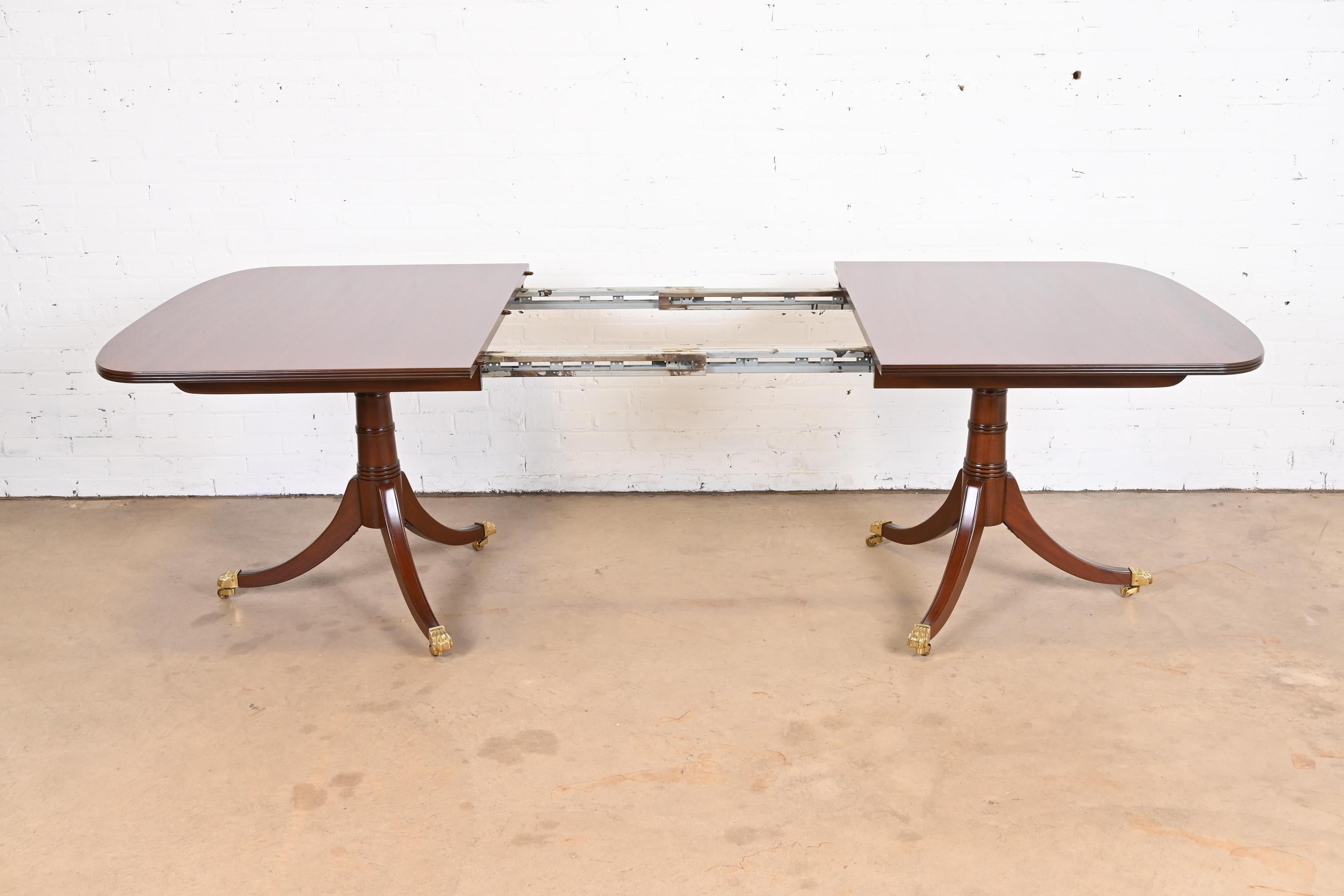 Stickley Georgian Mahogany Double Pedestal Dining Table, Newly ...