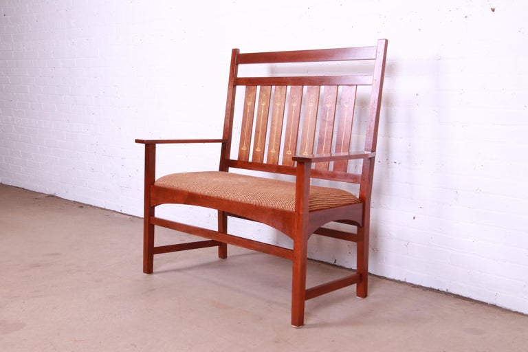 Stickley Harvey Ellis Collection Inlaid Cherry Wood Bench or Settee at ...