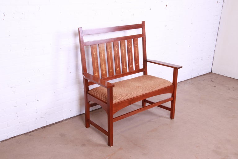 Stickley Harvey Ellis Collection Inlaid Cherry Wood Bench or Settee at ...