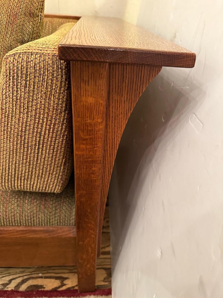 Stickley Large Mission Style Oak and Upholstered Sofa For Sale at 1stDibs