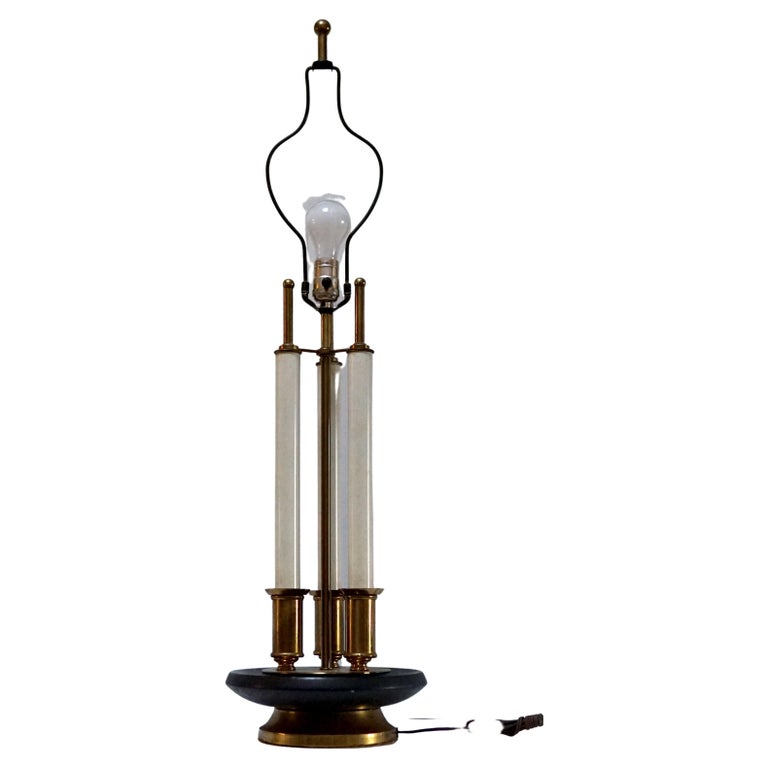 Stiffel Parzinger Three Candle Mid Century Brass Wood Lamp with Custom ...