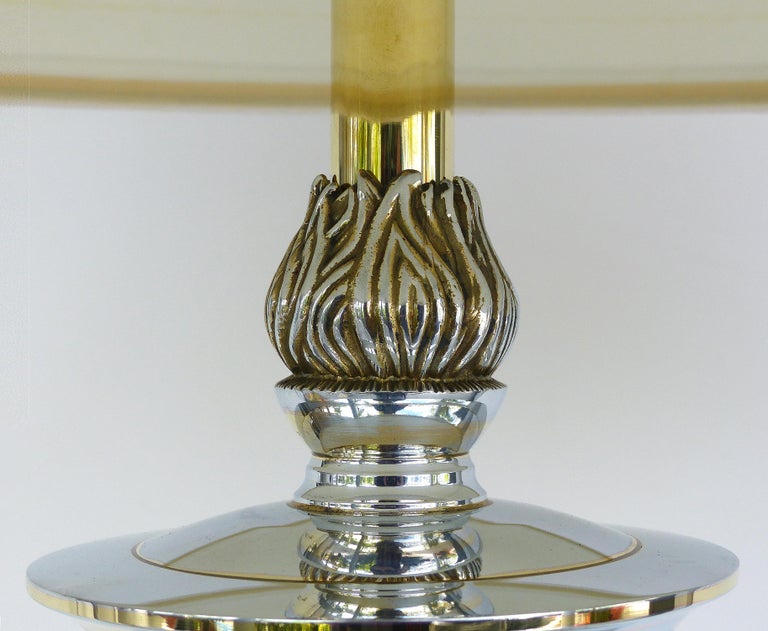 Stiffel Silvered Copper Torch Form Table Lamps For Sale at 1stDibs
