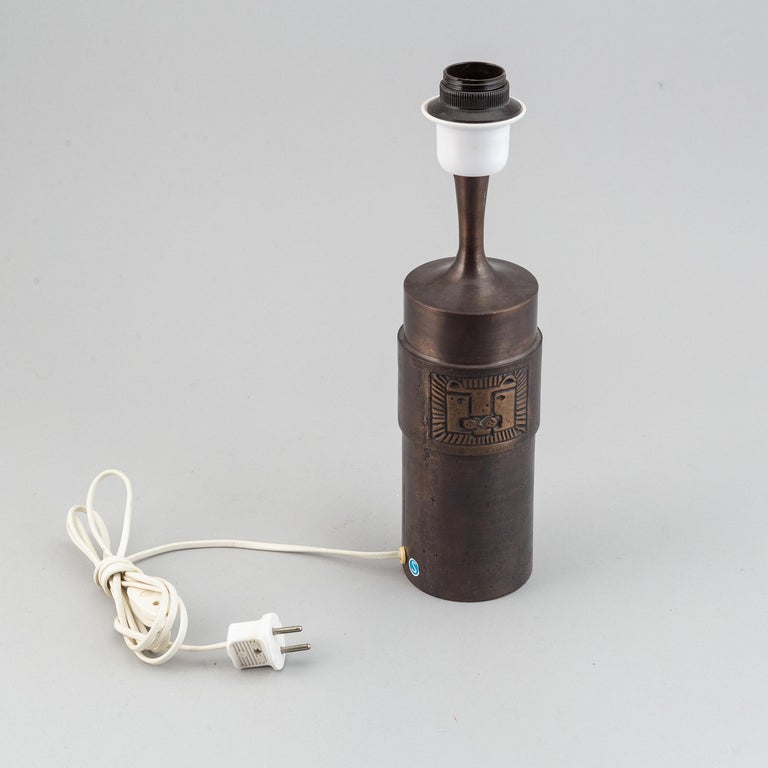 Stig Blomberg Table Lamp Cast Bronze Signed on the Base 1960 Sweden For ...