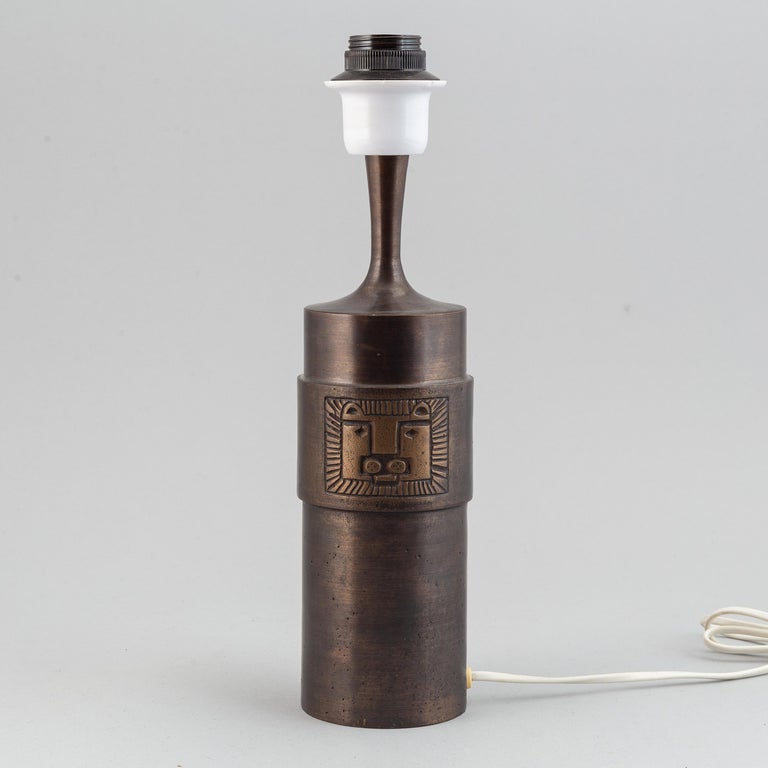 Stig Blomberg Table Lamp Cast Bronze Signed on the Base 1960 Sweden For ...