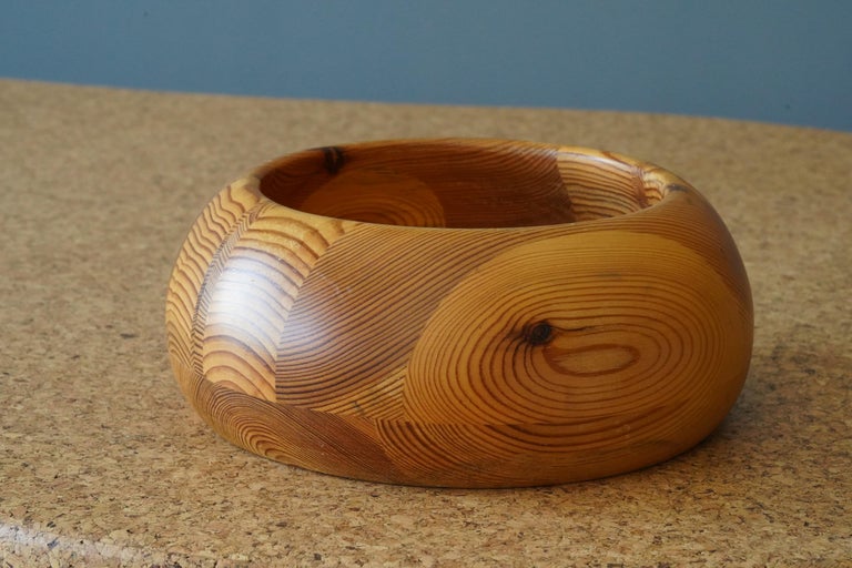 Stig Johnsson, Bowl, Solid Pine, Smålandsslöjd, Värnamo, Sweden, 1970s ...