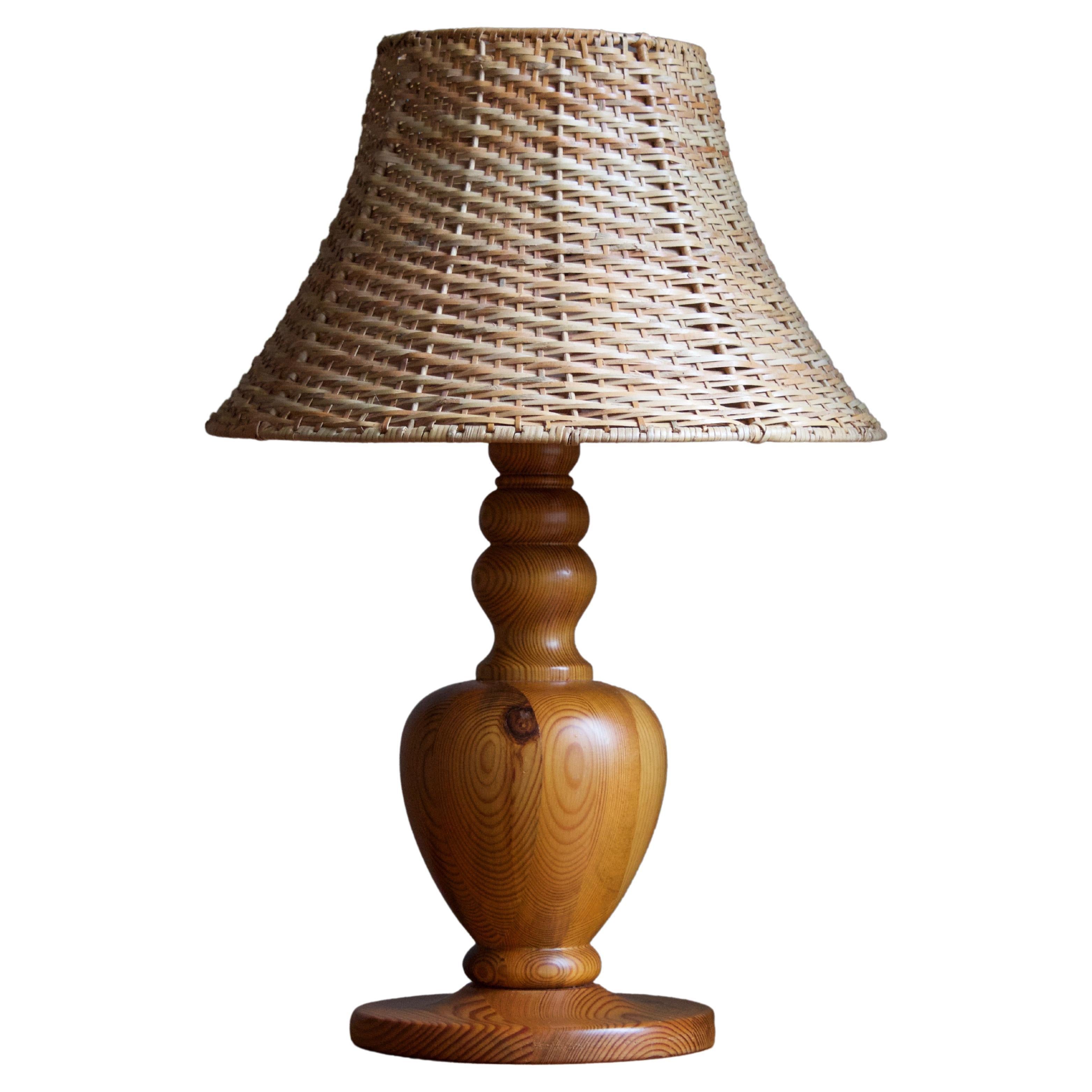 Stig Johnsson, Table Lamps, Pine, Smålandsslöjd, Värnamo, Sweden, 1970s ...