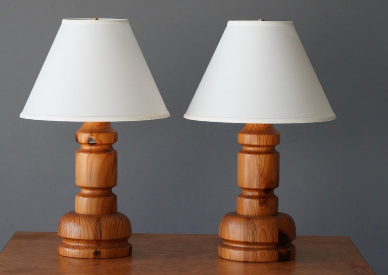 Stig Johnsson, Table Lamps, Pine, Smålandsslöjd, Värnamo, Sweden, 1970s ...