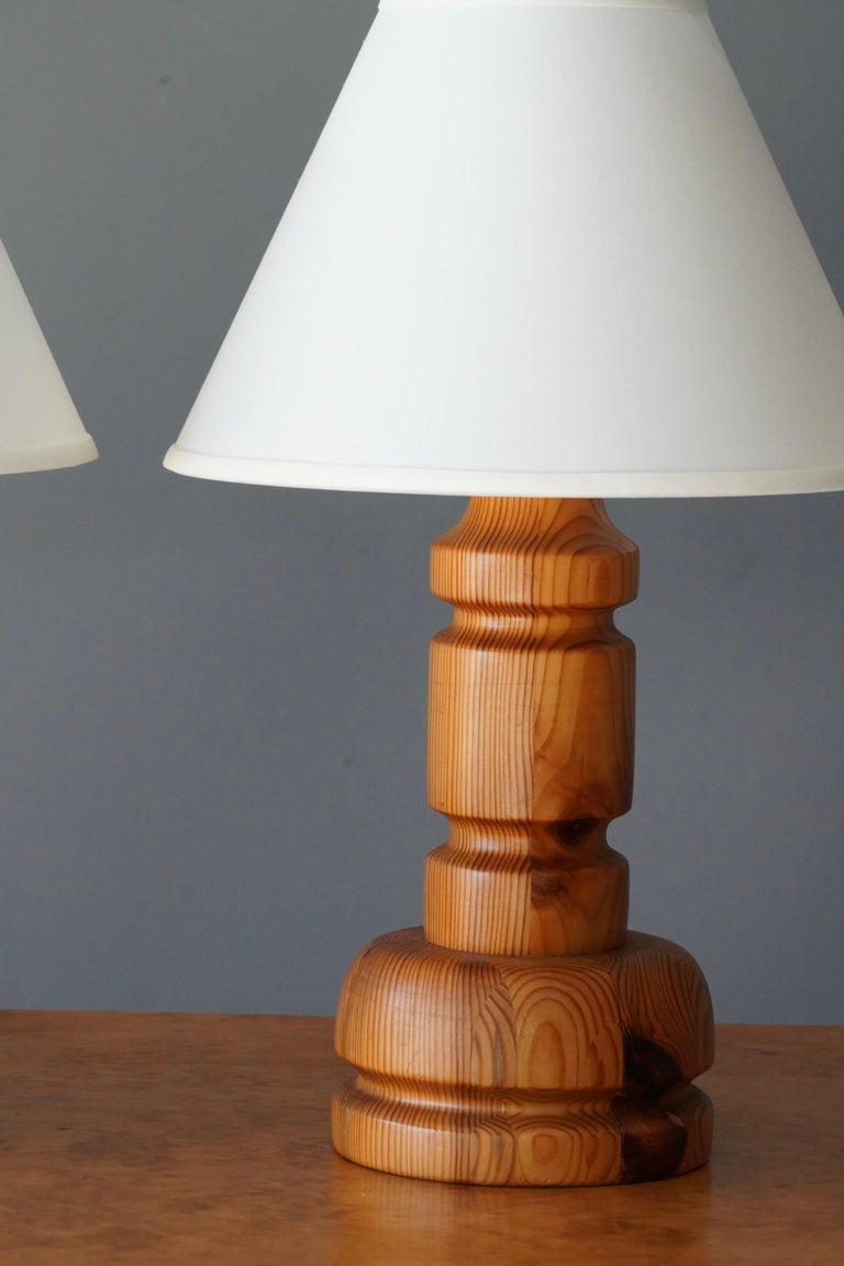 Stig Johnsson, Table Lamps, Pine, Smålandsslöjd, Värnamo, Sweden, 1970s ...