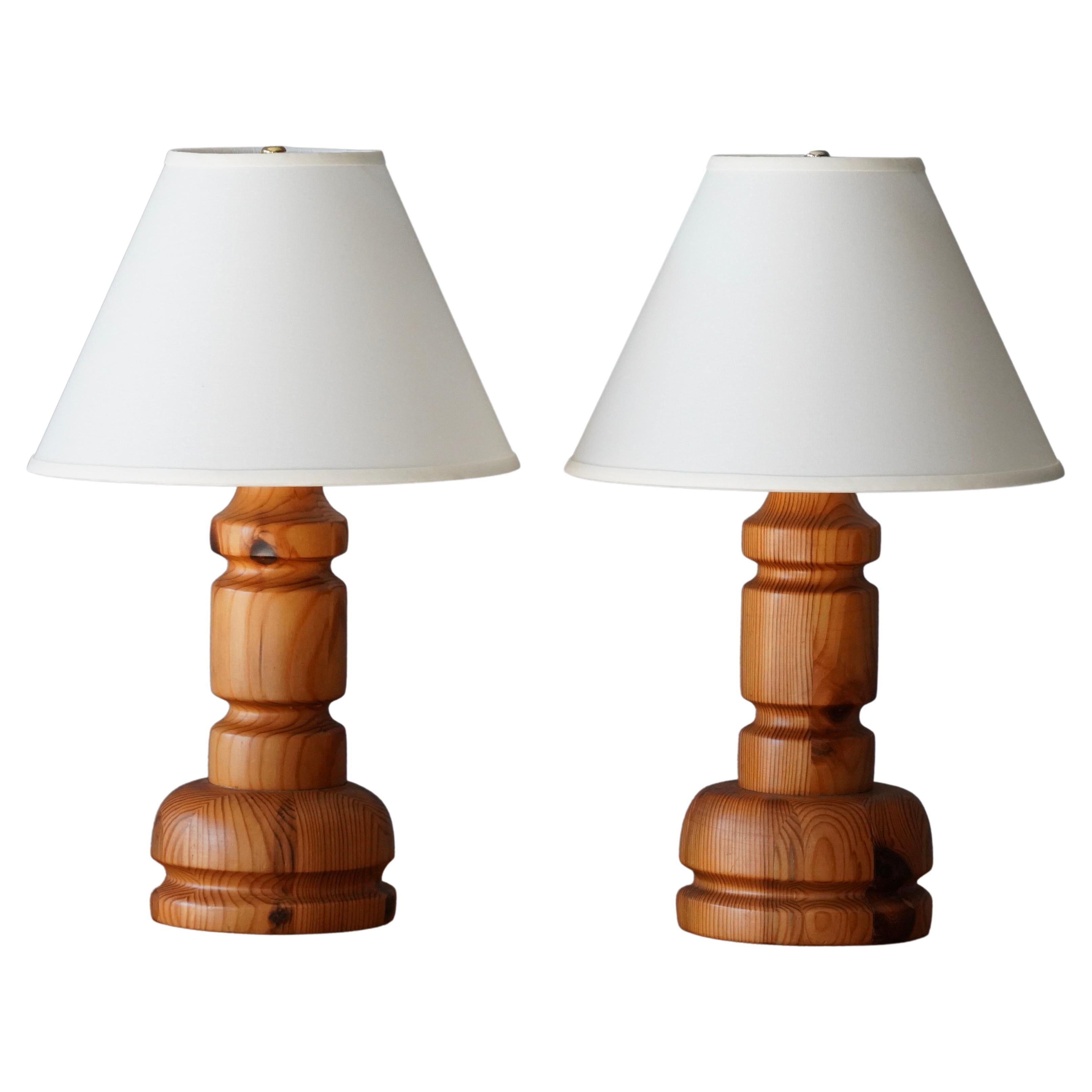 Stig Johnsson, Table Lamps, Pine, Smålandsslöjd, Värnamo, Sweden, 1970s ...