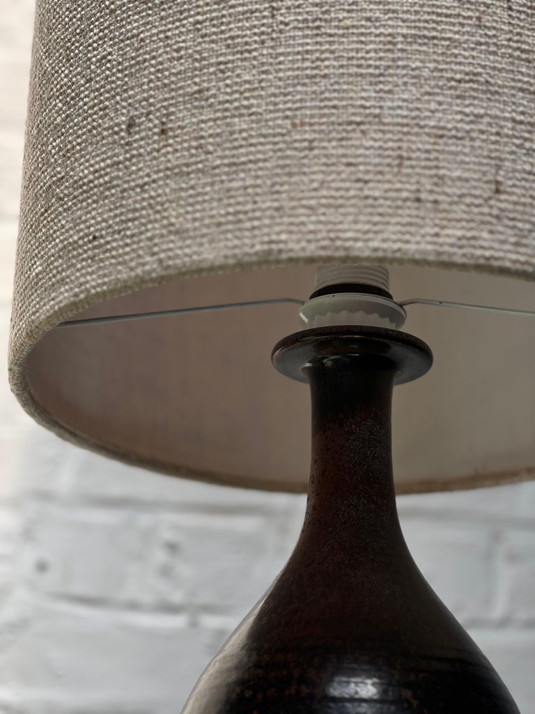 Stig Lindberg Big Black/Brown/Blueish Table Lamp, Sweden Unique 1970 ...