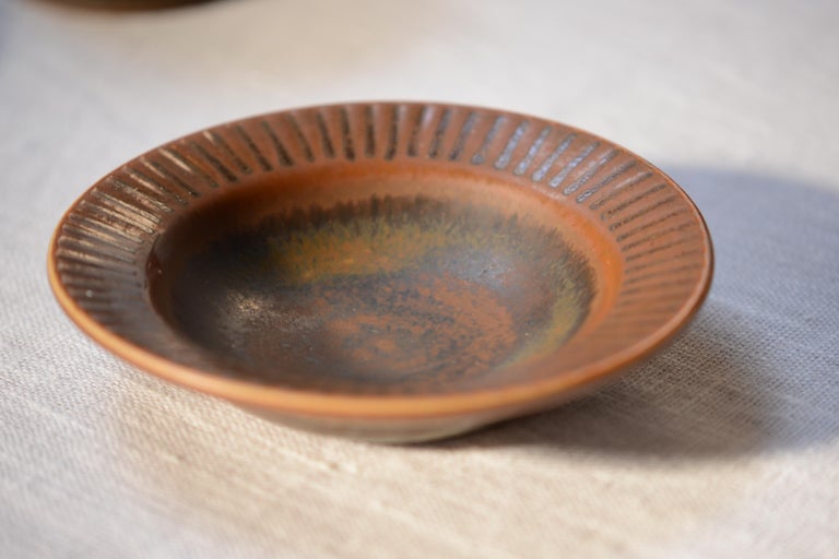 Stig Lindberg Set of 10 Unique Ceramics in Brown Glazed Made by Hand ...