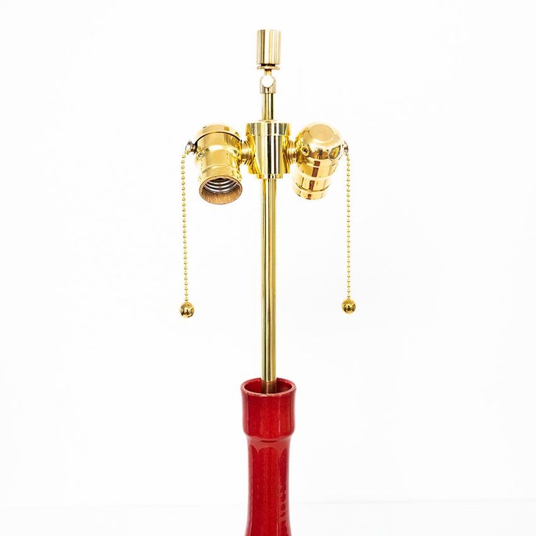 Stig Lindberg Shin Red Ceramic Lamp for Gustavsberg, Sweden For Sale at ...