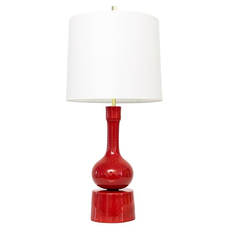 Stig Lindberg Shin Red Ceramic Lamp for Gustavsberg, Sweden For Sale at ...