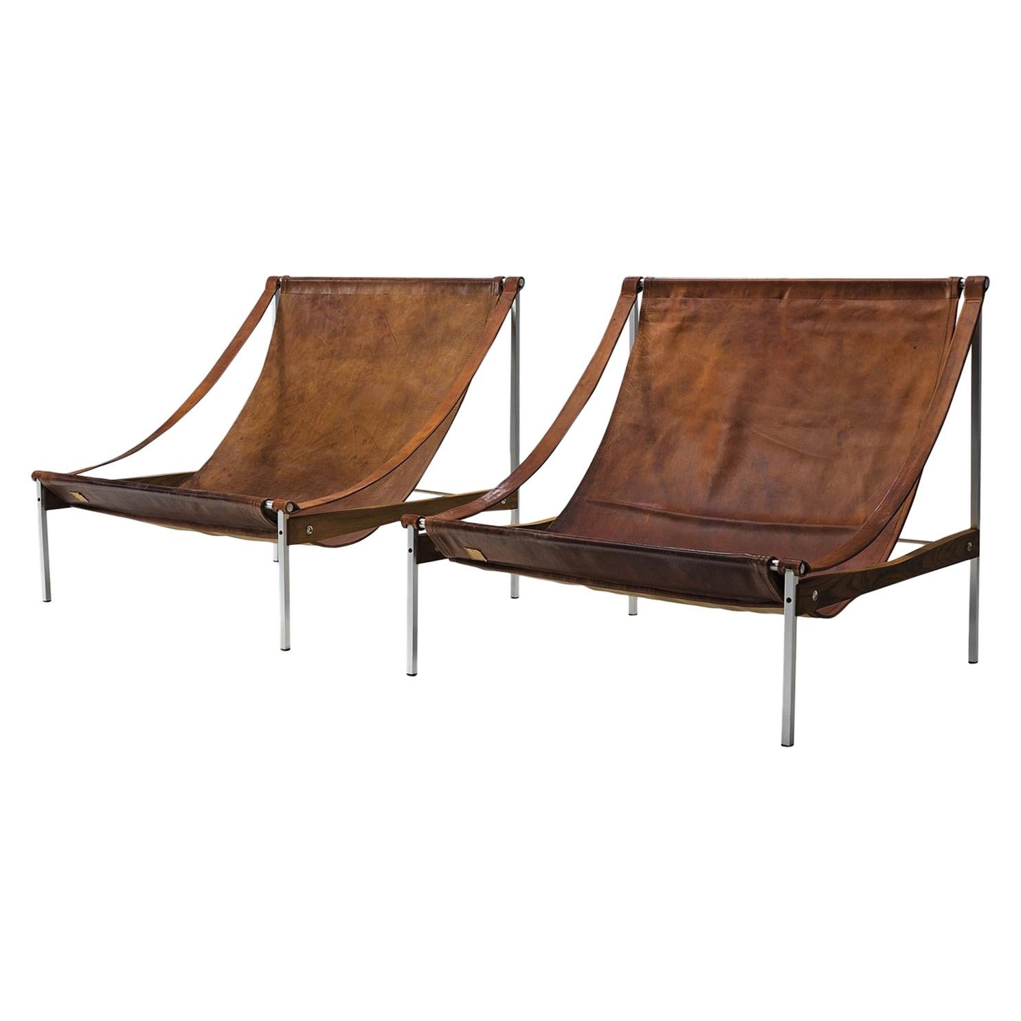 Stig Poulsson Rare Grand Leather Chairs For Sale at 1stDibs